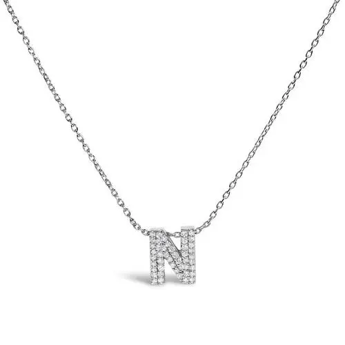 HAUS OF BRILLIANCE 10k Gold Diamond Accent Initial Pendant Necklace - White | N
